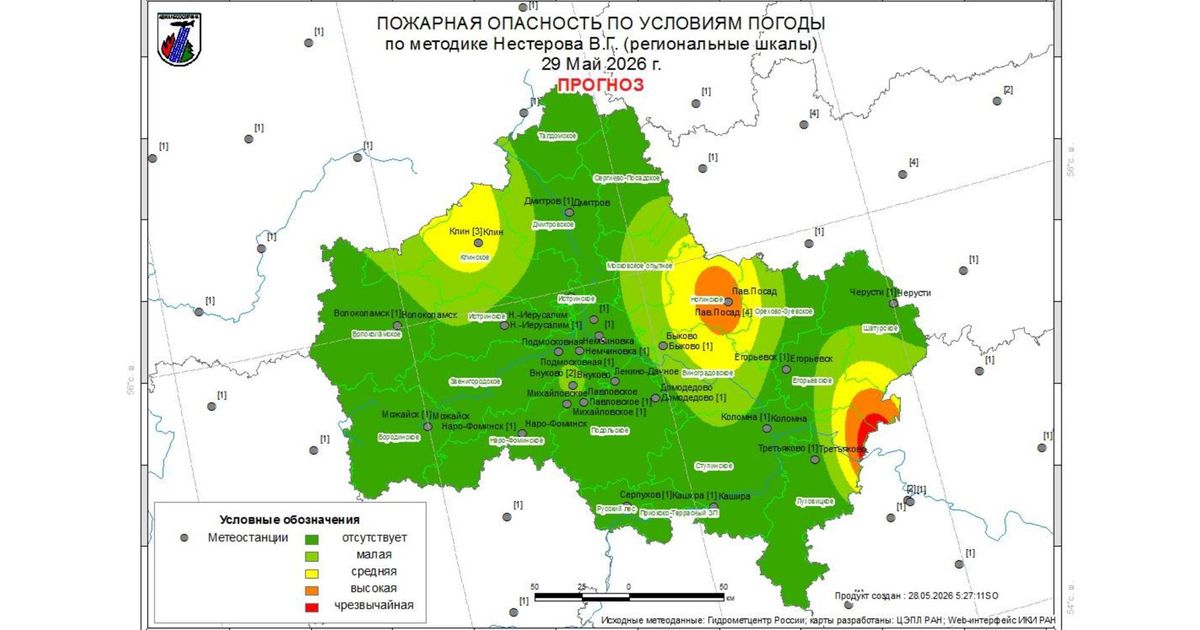 В Подмосковье 28–30 мая ожидается низкая пожароопасность в лесах | РИАМО